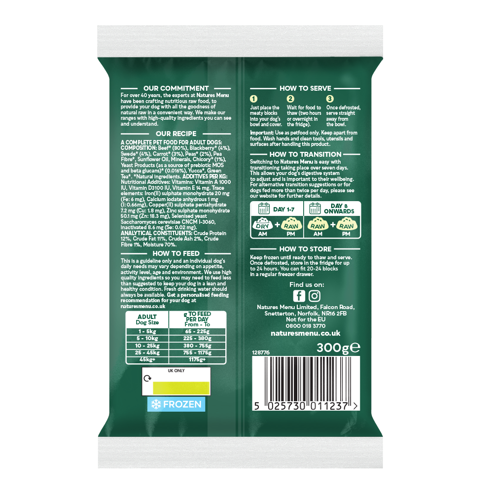 Grass-Fed Beef | Complete & Balanced 80/20 Block | Natures Menu