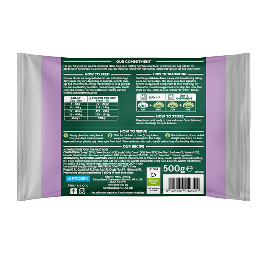Farm Reared Turkey Block | Complete & Balanced 80/20 Block | Natures Menu