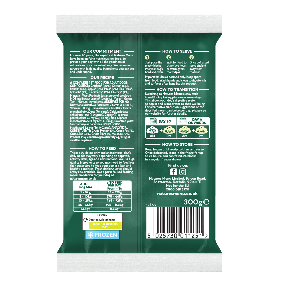 80% Chicken Block | Complete & Balanced 80/20 Block | Natures Menu