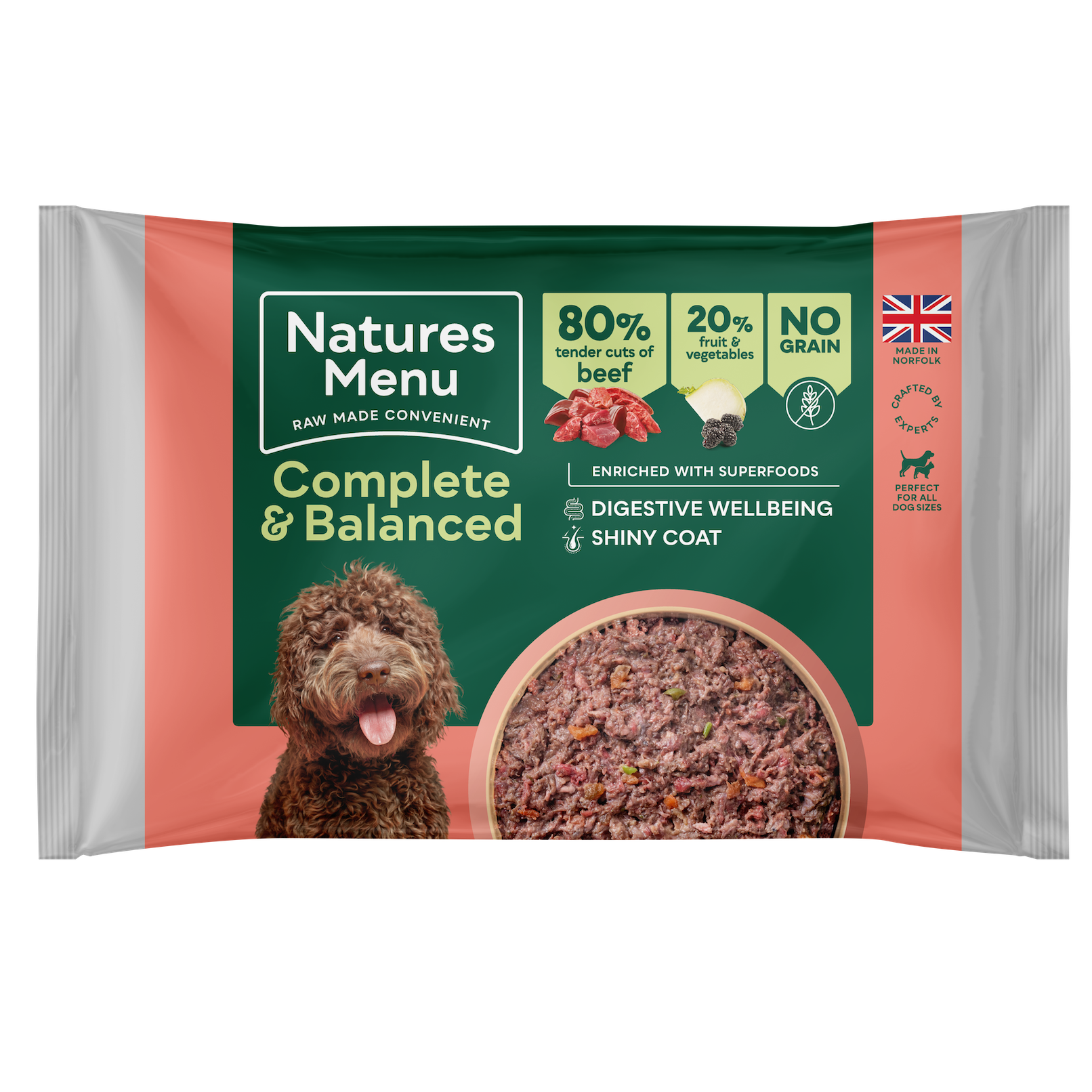 Grass-Fed Beef | Complete & Balanced 80/20 Block | Natures Menu